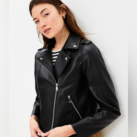LOFT | Jackets & Coats | Nwt Loft Pebbled Faux Leather Moto Jacket Size ...